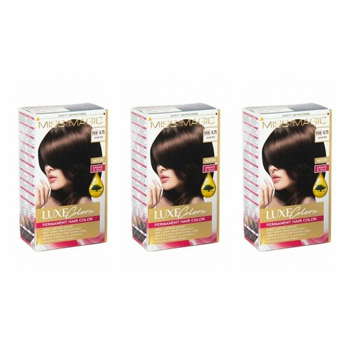 MISS MAGIC LUXE Colors Краска для волос, тон 106/6.75 Каштановый, 108 мл, 3 упаковки /