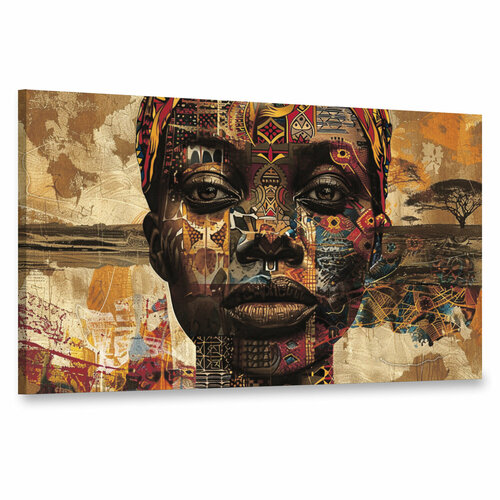 Интерьерная картина 100х60 "Таинственная африканка"
