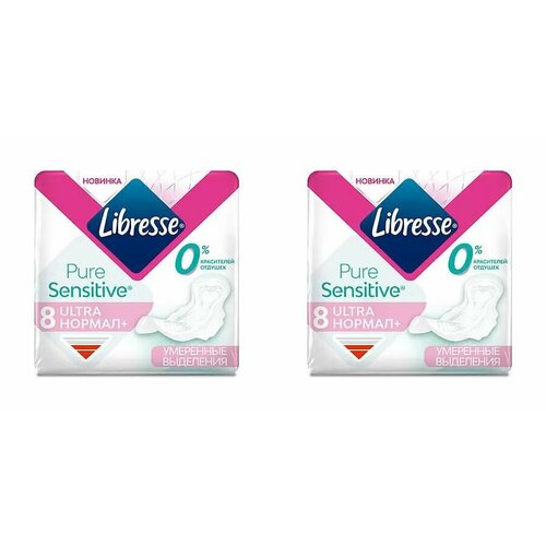 Прокладки гигиенические, Libresse, Ultra Pure Sensitive, 8 шт, 2 уп