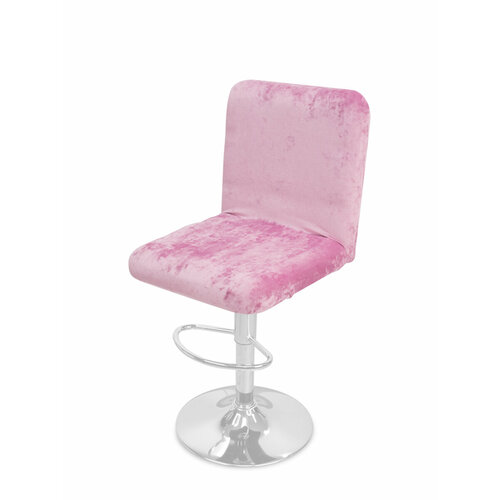 Чехол на стул со спинкой Ирис на резинке на спинку, велюр, розовый
