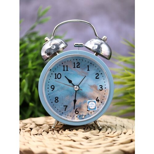 Часы настольные с будильником Marble light blue