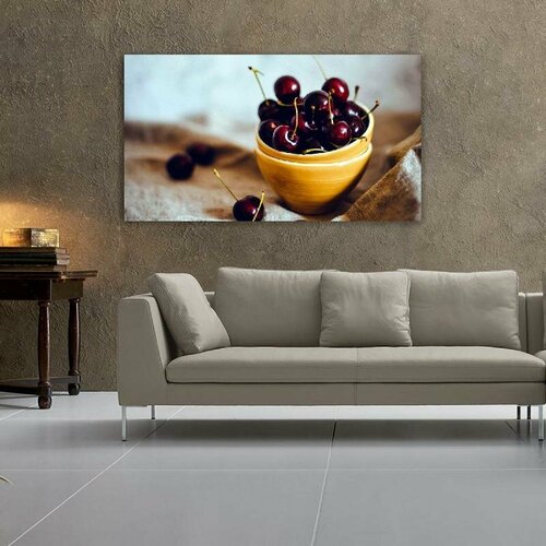 Картина на холсте 60x110 LinxOne "Вишня фрукты спелая" интерьерная для дома / на стену / на кухню / с подрамником