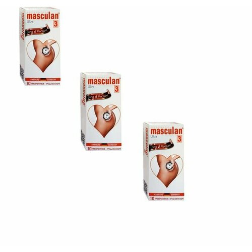 Masculan Презервативы 3 Ultra №10, продлевающий, с колечками, пупырышками и анестетиком, 3уп