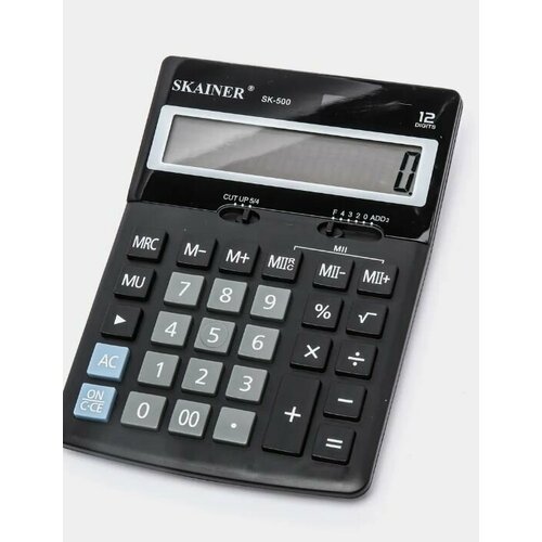 Калькулятор настольный Skainer 12 разрядов, 123*171*31мм двойное питание, черный