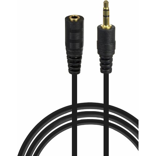 Noname Кабель AUX Jack 3.5mm папа/ мама Extension cable, 5м black (Черный)