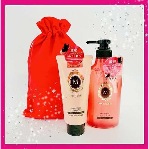 Ma Cherie набор Увлажняющий шампунь+бальзам для волос, с цветочно-фруктовым ароматом Shiseido Moisture 450+180 мл. + мешочек