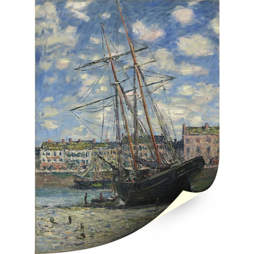 "Корабль, лежащий во время отлива", Моне, Клод, картина (репродукция) (30х41 см / без подрамника)