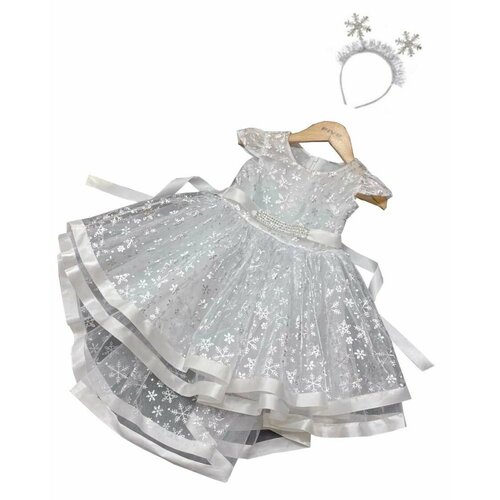 Карнавальный костюм детский Снежинка белая нарядная LU1709-1 InMyMagIntri 104-110cm