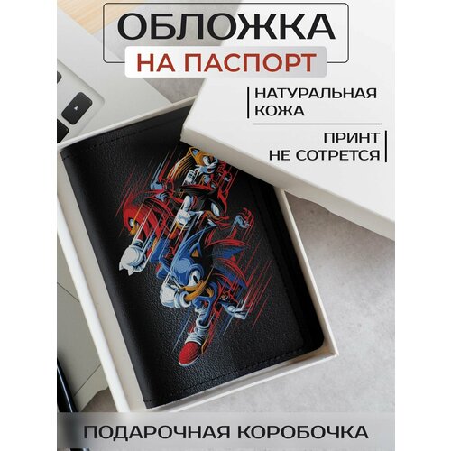 Обложка для паспорта RUSSIAN HandMade Обложка на паспорт Sonic OP01904, серый, черный