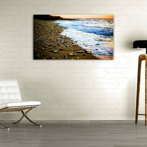 Картина на холсте 60x110 LinxOne "Гладкие камни на пляже" интерьерная для дома / на стену / на кухню / с подрамником
