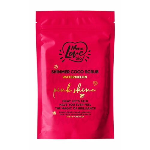 Кокосовый скраб-шиммер для тела с экстрактом арбуза и скваленом / MonoLove Bio Pink Shine Shimmer Coco Scrub Watermelon