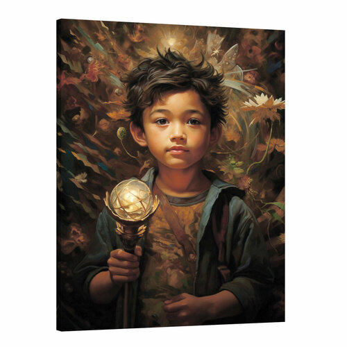 Интерьерная картина 50х70 "Мальчик и его волшебные картины"