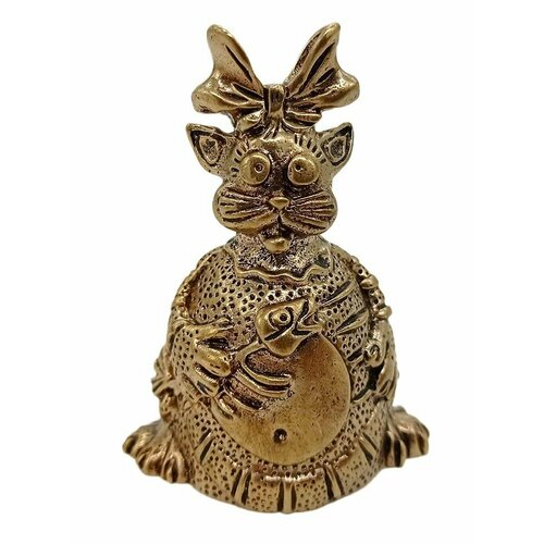 Колокольчик Кошка с бантом 6 см бронза