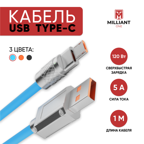 Кабель micro usb, Milliant One, микро юсб кабель, шнур для зарядки телефона, micro usb кабель, шнур micro usb ( синий )
