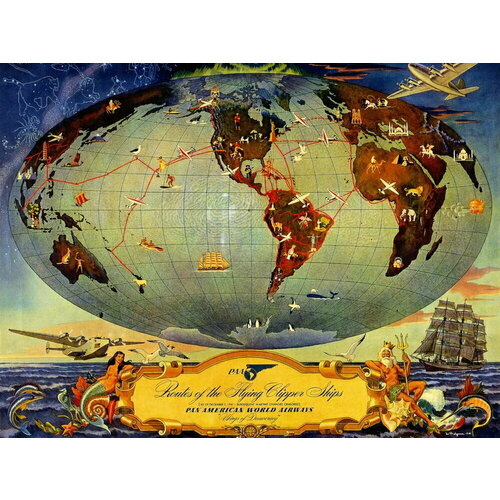 Плакат, постер на бумаге Old map world/Винтажная карта мира/искусство/арт/абстракция/творчество. Размер 21 х 30 см