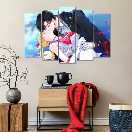 Модульная картина/Модульная картина на холсте в подарок/Usagi and Mamoru Sailor moon/Усаги и Мамору Сейлор мун 125х85