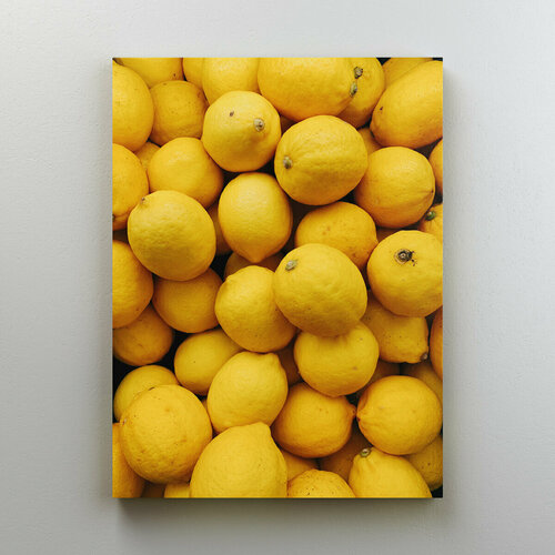 Интерьерная картина на холсте "Желтые лимоны" для кухни, кафе и ресторанов, размер 45x60 см