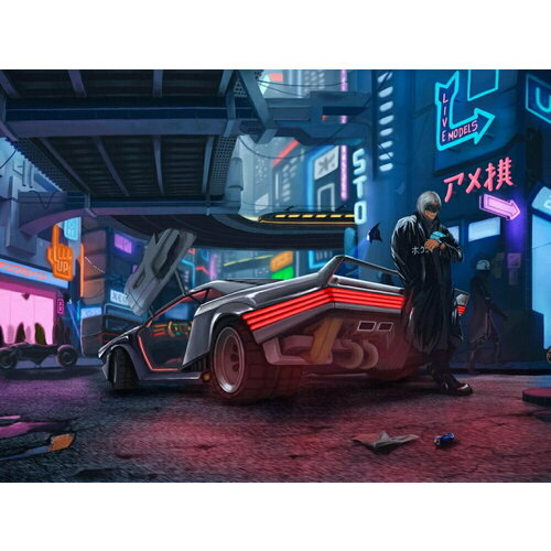 Плакат, постер на холсте Cyberpunk 2077/Киберпанк 2077/игровые/игра/компьютерные герои персонажи. Размер 60 х 84 см