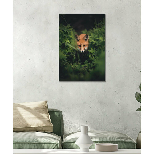 Картина - Лиса, лис, лисы, лисичка, лисенок, лисица, рыжая лиса, лиса в лесу (6) 50х70