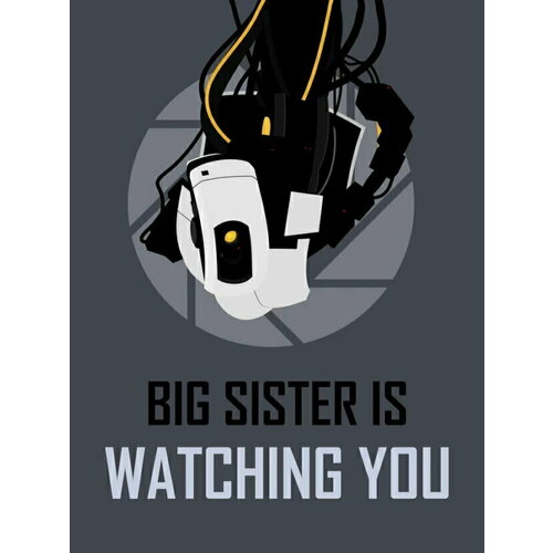 Плакат, постер на холсте Portal 2-Big Sister Is Watching You/игровые/игра/компьютерные герои персонажи. Размер 21 х 30 см