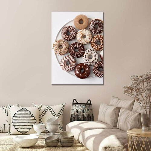 Картина/Картина на холсте для интерьера/Картина на стену/Картина для кухни/ - Пончики в шоколадной глазури 20х30
