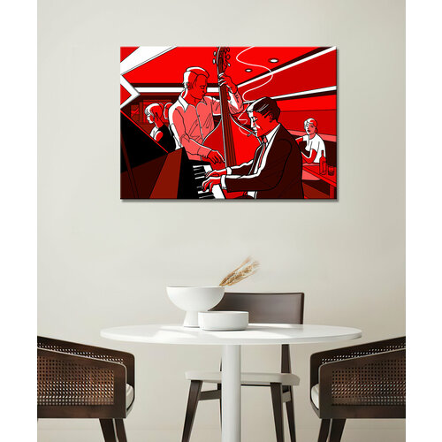 Картина/Картина на холсте для интерьера/Картина на стену/Картина для кухни/ -Джаз пианист красный 40х60