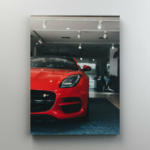 Интерьерная картина на холсте "Фото красной машины - Jaguar" размер 22x30 см