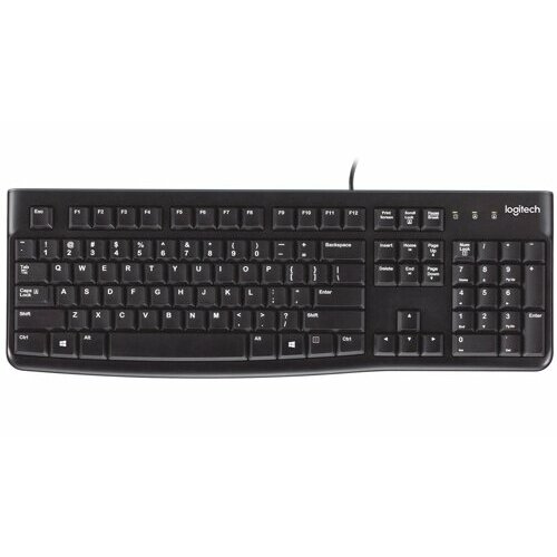 Клавиатура Logitech K120, мембранная, проводная, USB, черный (920-002583) Английская раскладка!