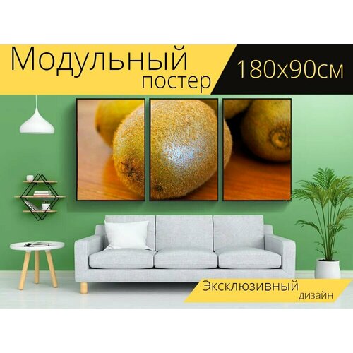 Модульный постер "Киви, фрукты, свежий" 180 x 90 см. для интерьера
