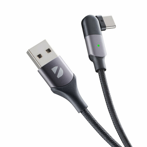 Дата-кабель USB-A - USB-С, поворотный, 180˚, USB 2.0, 3A, 1.2м, алюминий, нейлон, черный, Deppa 72325