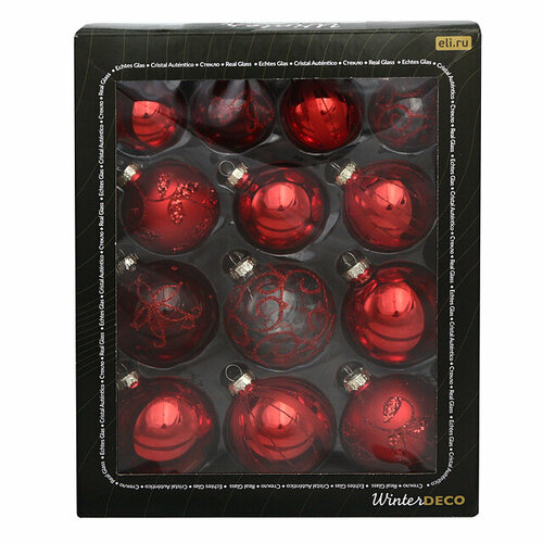Winter Deco Набор стеклянных шаров Modellato - Красный 7 см, 13 шт 061176