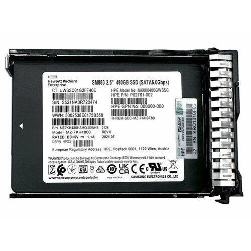 Жесткий диск HP MK000480GWSSC 480Gb SATAIII 2.5" SSD