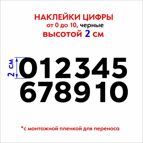 Наклейки цифры (стикеры набор чисел), наклейка на авто набор цифр, черные, 2 см