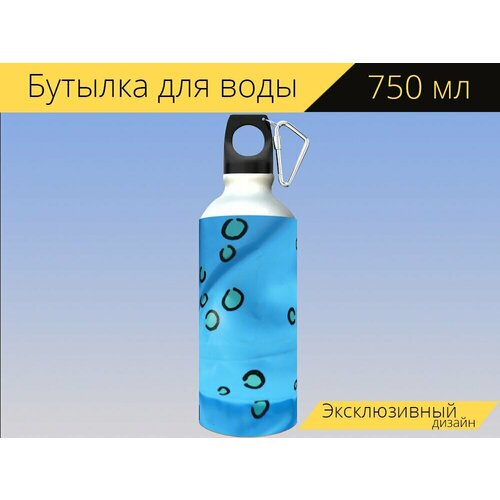 Бутылка фляга для воды "Пластиковая пленка, герои мультфильмов, веселье" 750 мл. с карабином и принтом