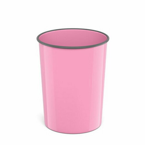 Корзина для бумаг 13.5л Pastel, литая, пластик, розовая