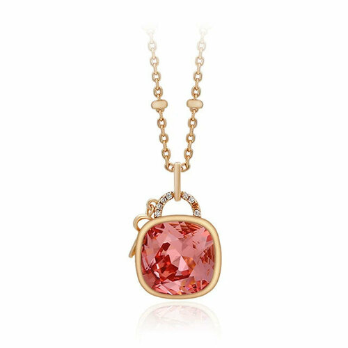 Колье XUPING JEWELRY Колье Xuping Jewelry с карминно-розовым кристаллом Сваровски "Замок и ключ", кристаллы Swarovski, фианит, длина 47 см, золотой, розовый