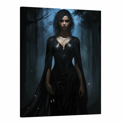 Интерьерная картина 50х70 "Ведьма в черном платье"