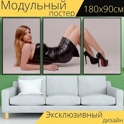 Модульный постер "Модель, женский пол, девочка" 180 x 90 см. для интерьера
