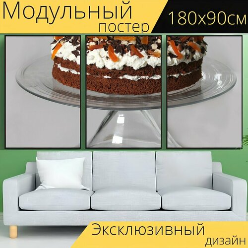 Модульный постер "Торт на день рождения, слоеный ржаной хлеб, торт" 180 x 90 см. для интерьера