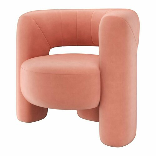 Кресло ZAMPA мягкое для отдыха дома, в гостиную, современное, с подлокотниками, минимализм, мягкая мебель для интерьера дома, детской комнаты, для уюта, велюр розовый