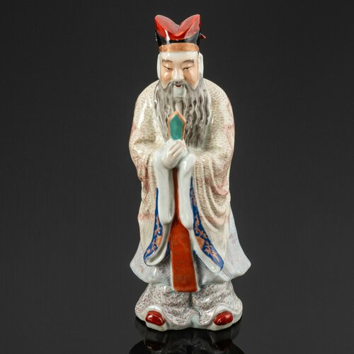 Статуэтка Конфуций, фарфор, роспись, Китай, 1930-1960 гг.