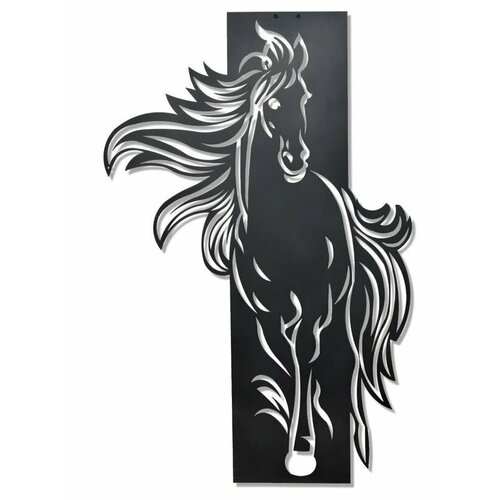 Декоративное панно деревянное, Лошадь (черный цвет)