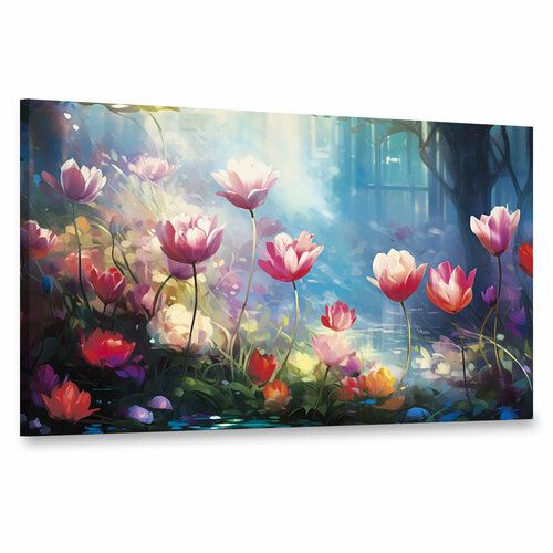 Интерьерная картина 100х60 "Полянка тюльпанов"