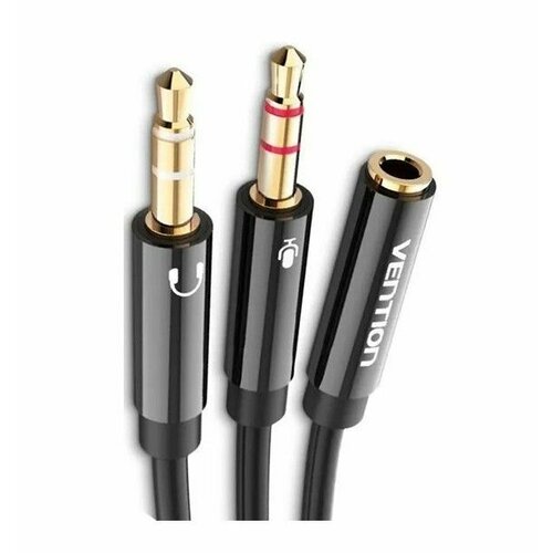 Переходник Vention гибкий Jack 3.5 mm F 4 pin/Jack 3.5 mm M x 2 (OMTP-CTIA) - 0.3м (BHDBY)