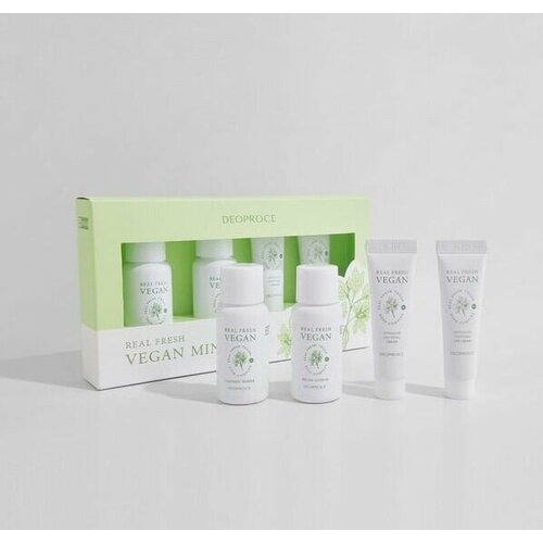 Набор уходовый для лица DEOPROCE Real Fresh Vegan Mini Kit, 30*30**10*10ml