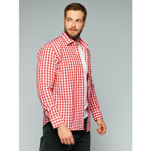 Рубашка BAWER, размер 3XL, красный, белый