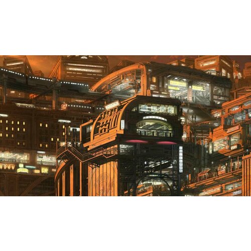 Картина на холсте 60x110 LinxOne "Techno city, город, будущее" интерьерная для дома / на стену / на кухню / с подрамником