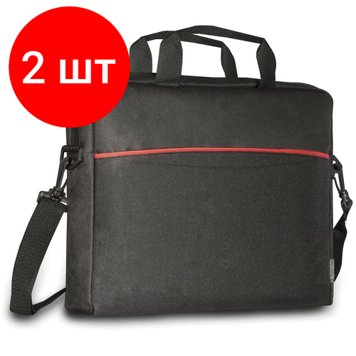 Комплект 2 шт, Сумка для ноутбука DEFENDER LITE 15.6", нейлон, черная с карманом, 26083