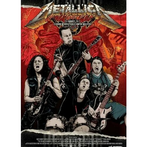 Плакат, постер группа музыкальная Metallica на бумаге, размер 30х42см