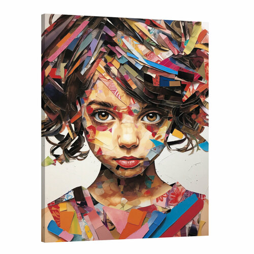 Интерьерная картина 50х70 "Краски детства: девочка и картина"